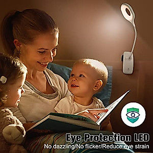 Anpro Clip on Light Reading Light,28 LED USB Desk Lamp USB Rechargeable with 3 Light Modes,Stepless Dimming,360°Flexible Adjusting Hose,Touch Control Desk Light [Energy Class A++] for Bedroom, Office