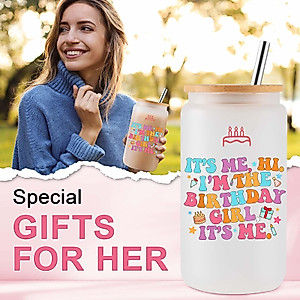 COCOGIFTS Birthday Merch Gifts for Music Lover - 16oz Glass Cup - Birthday Stuff Gifts for Girls - Birthday Decorations - Its Me Hi Im The Birthday Girl Its Me