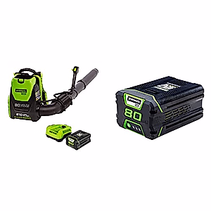 Greenworks Pro 80V (180 MPH / 610 CFM) Cordless Backpack Leaf Blower, 2.5Ah Battery and Charger Included BPB80L2510 & PRO 80V 2.5Ah Lithium-Ion Battery (Genuine Greenworks Battery)