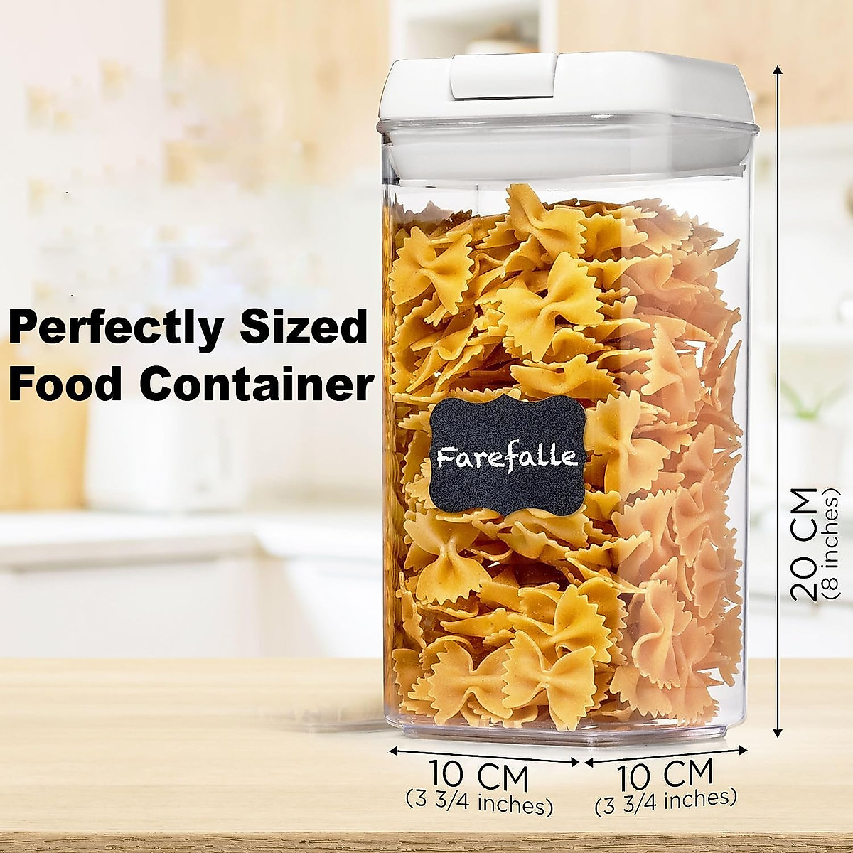 Shazo Airtight Food Storage Containers with Lids - 6 PC BPA Free Clear Plastic Cereal Containers with Easy Lock Lids for Kitchen and Pantry Organization for Snacks and Pasta - 1.2 L