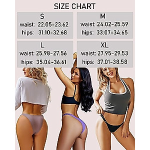 FINETOO Womens Underwear Cotton High Cut String Bikini Panties Low Rise Hipster Ladies Sexy Cheeky Underwear Pack