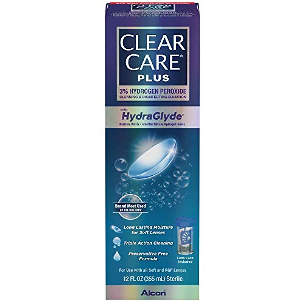 Clear Care Plus Cleaning and Disinfecting Solution with Lens Case, Clear, 12 Fl Oz