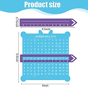 Outus 12 Pieces Multiplication Grid Slidable Education Multiplication Tables with Viewer Window for Classroom Teacher Supplies Elementary School Students and Homeschooling (Multicolor)