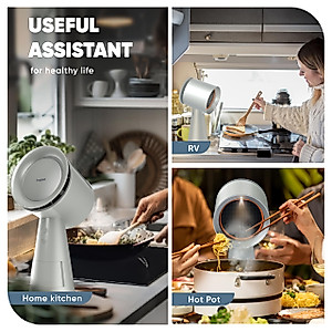 Breetee Portable Range Hood Kitchen - Powerful 3-Speed Suction Desktop Compact Range Hood with 2 Double Filter - Original Low Noise Kitchen Exhaust Fan with 2 Carbon Filters, Large Oil Collection Cup