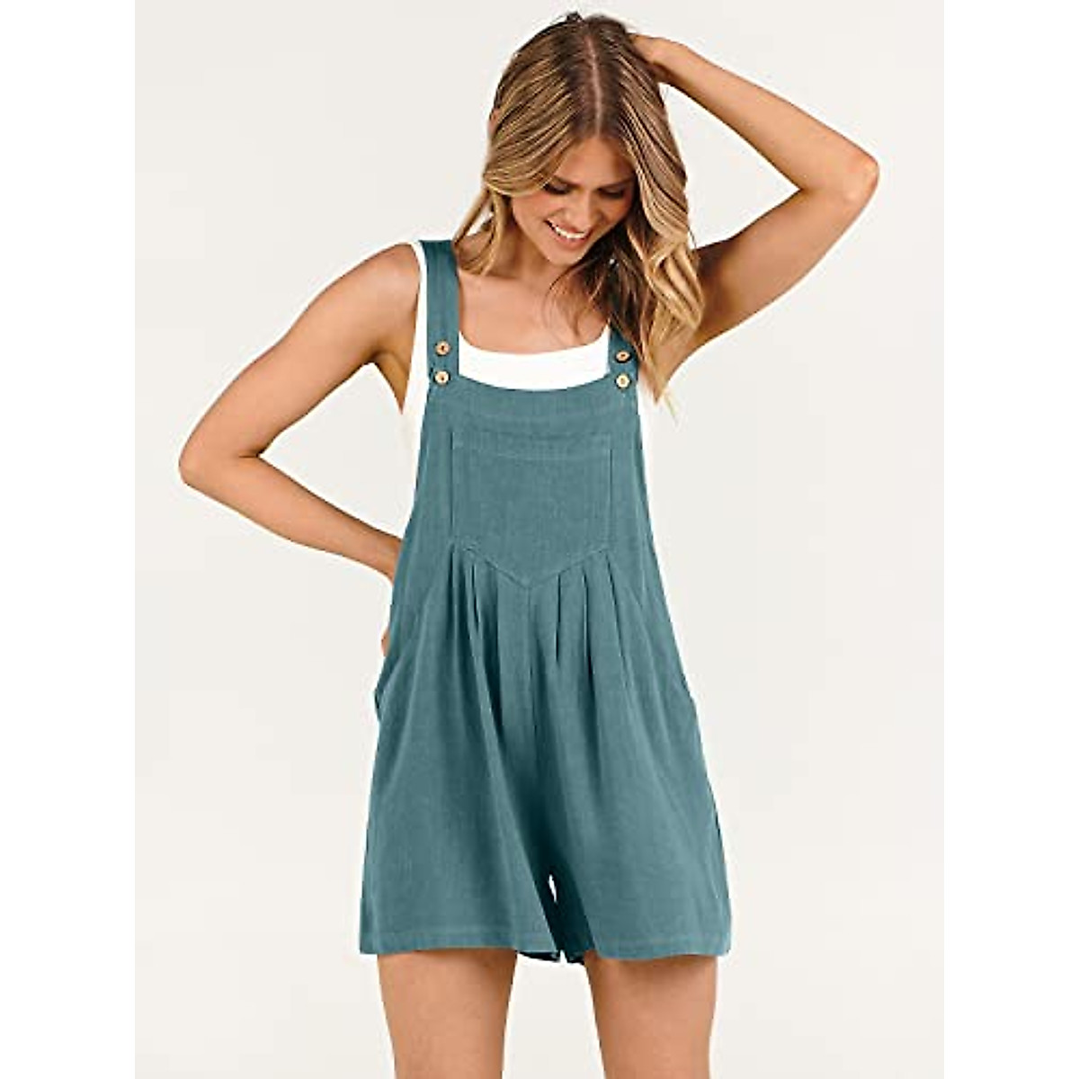 ANRABESS Women's Short Overalls Summer Outfits Casual Adjustable Strap Loose Linen Short Bib Overalls Jumpsuit Rompers 2023 Fashion Clothes 975hulv-S