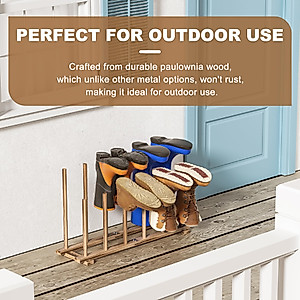 NestSprout Free Standing Shoe Rack for Tall Boots - Wooden Boot Rack Organizer for Closet Entryway, Shoe Rack for Mens Cowboy Boots, Boot Stand Hanger Fit for 6 Pairs