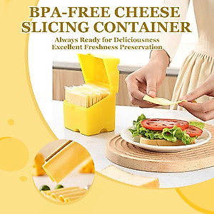 HooYiYuuX 2Pcs Sliced Cheese Slice Holder Container for Refrigerator, Cow Cheese Storage Container for Fridge with Flip Lid, Butter Block Cheese Keeper Saver Box,Kitchen Gadget for Saving Cheese