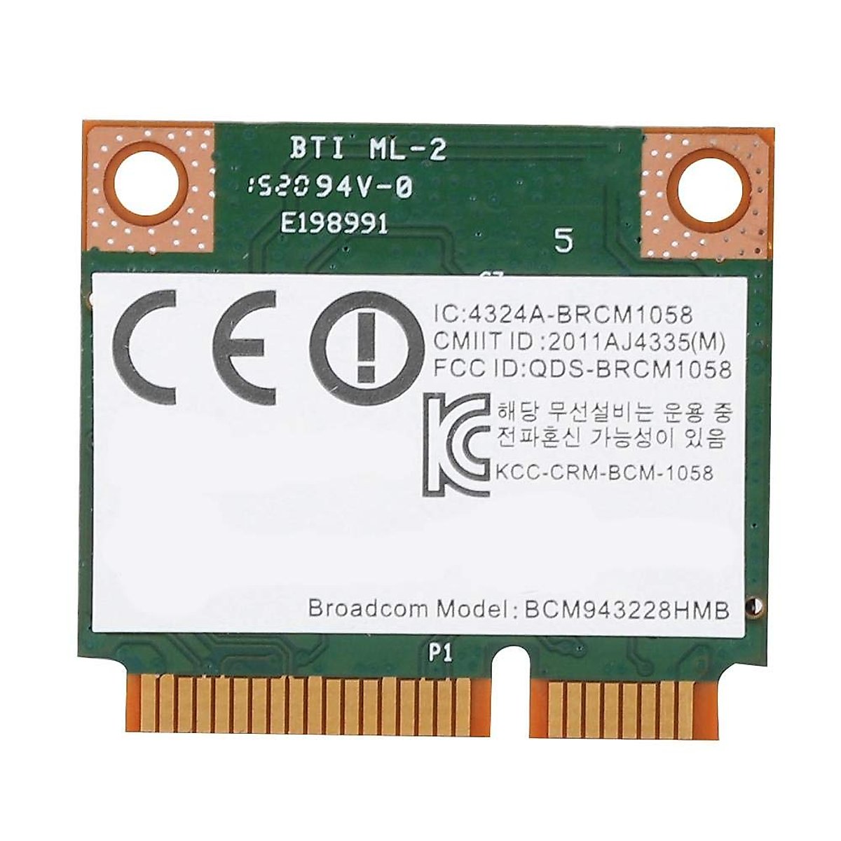 Mini PC-E Wireless Network Card,Bluetooth 4.0 300Mbps 2.4 and 5 GHz Dual-Band PCI-E Wireless LAN Card,Suitable for Broadcom BCM943228HMB,Suitable for Windows 2000/XP/VISTA/7
