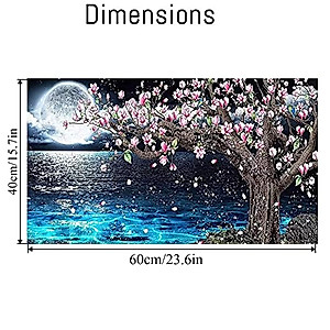 pchmcu DIY Painting by Numbers Kit for Adults ，Large Size Moon Lake Paint by Numbers for Beginner，Gifts Arts Crafts for Home Decor Tree Flower 16x23.6 Inch