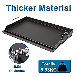 Utheer 25" x 16" Pre-Seasoned Nonstick Cast Iron Griddle for Gas & Charcoal Grills – Universal Flat Top with Grease Groove, Reinforced Ridges & High Sidewalls, Great for Parties, Camping & Tailgating