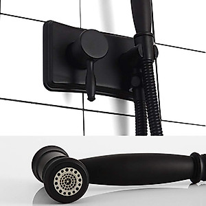 Bidet Sprayer Faucet Set with Cold and Hot Water Brass Handheld Toilet Bidet Attachment Pressure Sprayer Wall Mount Portable Cloth Diaper Washer Shower Sprayer Set/Brushed Gold (Black)