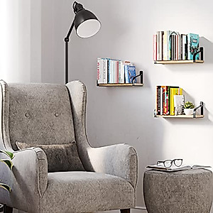 You Have Space Prato 13" Floating Shelves for Wall Storage, Bookshelf Living Room Decor, Bedroom, Kitchen Organization & Bathroom Organizer Wall Shelves, Burnt, Set of 3