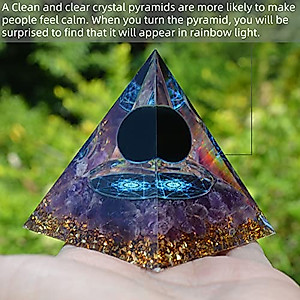 Hopeseed Orgone Crystal Pyramid Obsidian&Amethyst Healing Crystal Pyramid Nubian Orgonite Positive Energy Chakra Meditation …