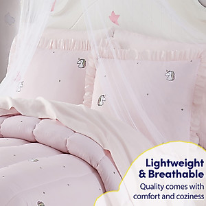 Kids Bedding Set Bed in a Bag for Boys and Girls Toddlers Printed Sheet Set and Comforter , Twin, Rainbow Unicorn