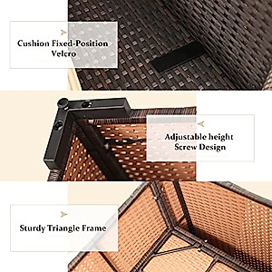 NATURAL EXPRESSIONS 5 Piece Wicker Patio Sectional Furniture Sets Outdoor Sofa Rattan Couch,All Weather Conversation Set with Tempered Glass Coffee Table and Cushions,Deck, Poolside,Backyard Porch