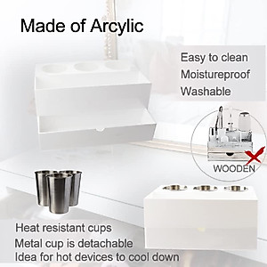 Organizer for Hair Tools for Countertop, Acrylic Hair Dryer Caddy Storage Holder for Hair Straightener,Hair Dryer and Curling Iron Holder, Vanity Bathroom Drawer Trays,White