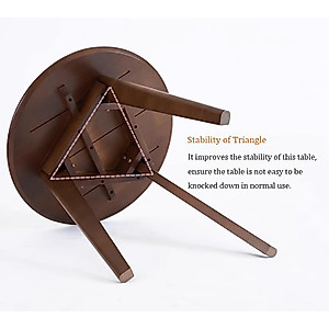 NICOKI 24" Round 3 Legs Casual Dining Table, Walnut Brown Rubberwood Coffee Table End Table Modern Leisure Table Small Dining Room Kitchen Furniture for Small Space