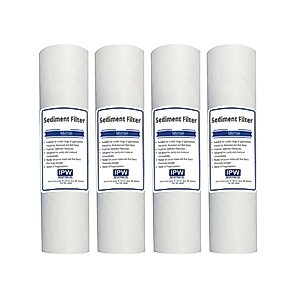 IPW Industries Inc. Replacement 10-Inch, Sediment Pre-filters for Whole House Water Filter Systems, 5 Micron, Pack of 4