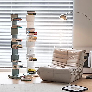 MEWWO Invisible Floating Bookshelf, Deco Black Floating Bookshelves, Metal Spine Book Tower for Living Room, Bedroom, Office, Cafe (Black,6 Layers)