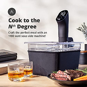 Greater Goods Pro Sous Vide Kit - An 1100 Watt, Powerful, Precise Sous Vide Cooker and Premium, Plastic Container with Sous Vide Rack, Lid, and Neoprene Sleeve | Designed in St. Louis