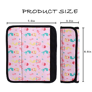 2 Pack Seat Belt Covers for Kids, FRRIOTN Soft Comfort Seat Belt Cushion for Children, Cute Cartoon Pattern Car Seat Belt Pads Cover for Girls and Boys (Pink Mermaid)