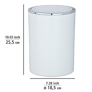 Wenko Inca Trash Can with Lid, Waste Bin with Swing Lid, Small Trash Can, Mini Trash Can, Small Garbage Can, Small Waste Basket, 1.3 Gal, Ø 7.28 x 10.04 in, White