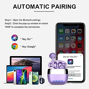 ZBC 2 Packs (Purple + Metal Pink) Wireless Earbuds Bluetooth 5.2 IPX6 Waterproof 30H Playtime True Stereo Headphones for iPhone Android with Charging Case in-Ear Earphones Headset Mic Hi-Fi Sound