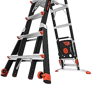 Little Giant Ladders, Select Step, 6 to 10 ft, Adjustable Step Ladder, Fiberglass, Type IAA, 375 lbs weight rating, (15131-001)