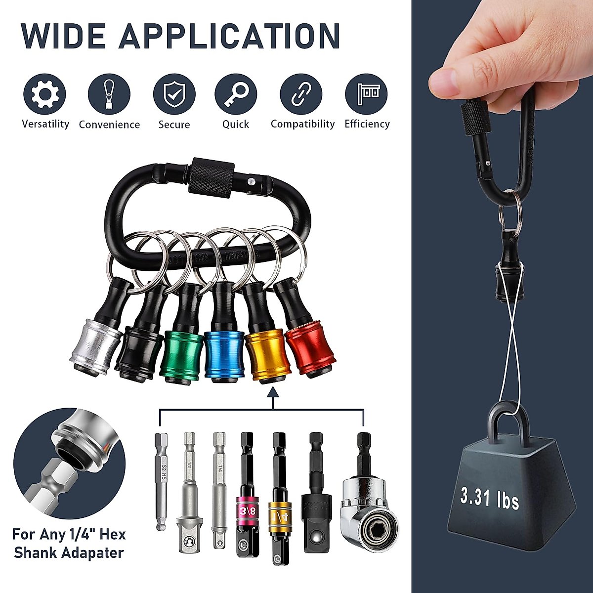 Valkynos Bit Holder Cool Gadgets, Cool Stuff Quick Release Bit Holder, 1/4 Drill Bit Holder Keychain 12Pcs, and 105° Right Angle Drill Attachment for Tight Spaces, 13Pcs Stocking Stuffers for Men Dad