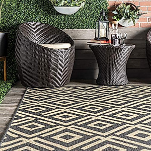 nuLOOM Jayne Geometric Diamond Indoor/Outdoor Area Rug, 5' x 8', Dark Grey