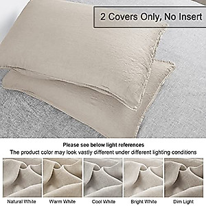 PHF 100% Linen Pillowcases Standard Size, Set of 2, No Insert, Washed French Flax Pillow Cases with Envelope Closure, Luxurious Breathable Comfy Pillow Shams, 20" X 26", No Filling, Linen Basic