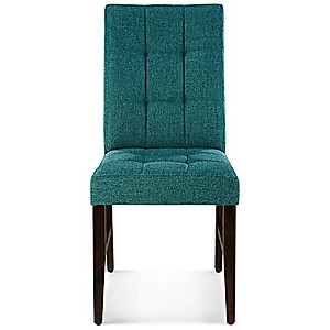 Modway Promulgate Biscuit Tufted Upholstered Fabric Dining Side Chair, Set of 2, Teal