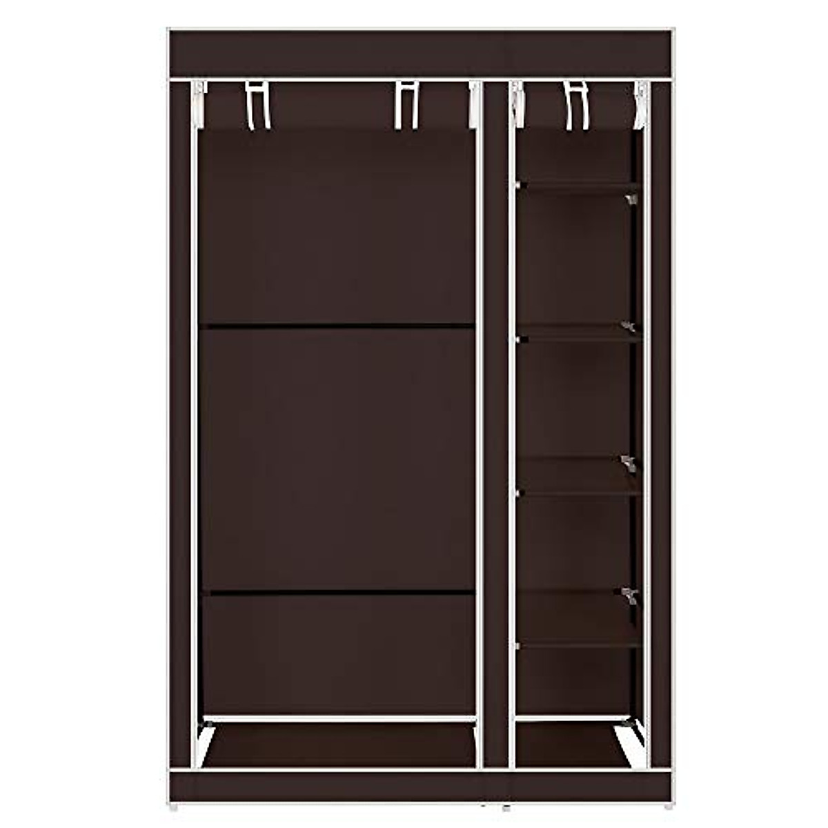 Deuxff Storage Closet,High-Leg Non-Woven Fabric Assembled Cloth Clothes Organizer,Simple Closet Shelves, Closet Storage Organizer, Extra Strong and Durable (Dark Brown, 5-Layer 6-Compartment)
