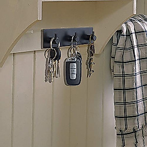 soclim Key Holder for Wall Self Adhesive Key Hook for Wall No Damage Key Rack for Wall with 3 Key Hooks for Keys and Masks, Key Hanger for Wall Entryway, Hallway - Matte Black Extra Thick