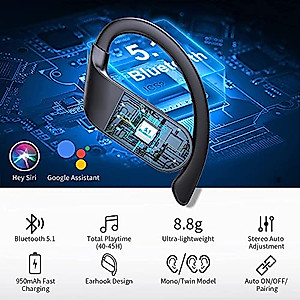 Wireless Earbuds, Bluetooth 5.1 Wireless Headphones in-Ear Stereo Sports Bluetooth Earphones, Noise Cancelling Earbuds with Mic Deep Bass, IPX7 Waterproof, 40H Playtime Wireless Headset for Sports