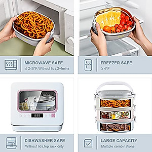 Slaipo Bento Box Adult Lunch Box, Leak-proof Lunch Box Containers Insulated Lunch Bag Fork Spoon, Portable Stackable Food Container Storage Boxes for Work School Camping, 3 Tiers