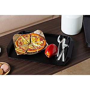 Aebeky Plastic Fast Food Tray,16.7 by 11.8-Inch,Set of 12 (Black)