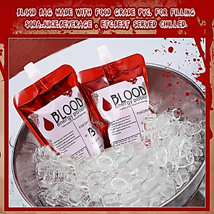 Liitrsh 60 Pcs IV Bags for Drinks Blood Bags for Drinks Halloween Party Decorations 8.5 oz Reusable Halloween Blood Bag Drink Pouches for Masquerade Zombie Nurse Graduation Party
