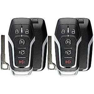 KeylessOption Keyless Entry Remote Smart Key Fob Shell Case for Ford Fusion Mustang Edge M3N-A2C31243800 (Pack of 2)