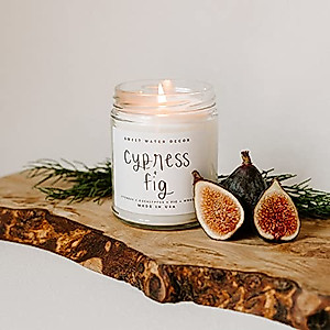 Sweet Water Decor Cypress and Fig Candle | Cypress, Eucalyptus, Ripe Fig, Woodsy Scented Soy Wax Candle for Home | Made in The USA