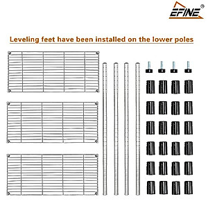 Catalina Creations EFINE 3-Shelf Chrome Shelving Unit with 3-Shelf Liners, Adjustable Rack, Steel Wire Shelves Storage for Kitchen and Garage (36W x 16D x 36H)