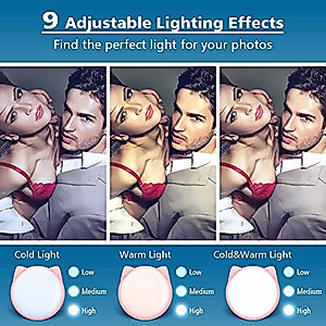 OURRY Selfie Clip on Ring Light, Mini Rechargeable 9 Level Adjustable Brightness Light with 32 LED, 2-8 Hours, USB Flash Lighting for iPhone/Android Cell Phone Photography,Video, Vlogging - Pink