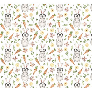 Stesha Party Bunny Rabbit Gift Wrapping Paper - Folded Flat 30 x 20 Inch (3 Sheets)