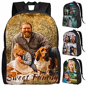 Boneker Custom Backpack Personalized Backpack with 1-9 Photo Customize Your Image Text Name Logo Waterproof Laptop Bag (1 Photo)