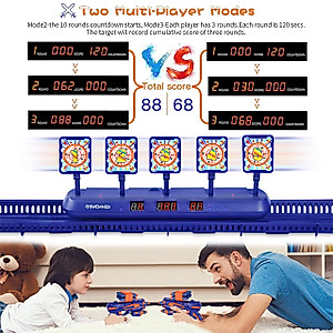 SWEMNED Running Shooting Targets for Nerf Gun Practice,Upgrade 5 Targets Auto Reset /3 Game Mode Electronic Scoring Digital Moving Target, Ideal Gift Toy for Age 6,7,8,9,10,12,13+ Year Old Kid/Boys