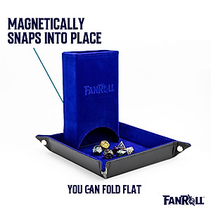 Metallic Dice Games FanRoll Fold Up Dice Tower: Blue, Role Playing Game Dice Accessories for Dungeons and Dragons