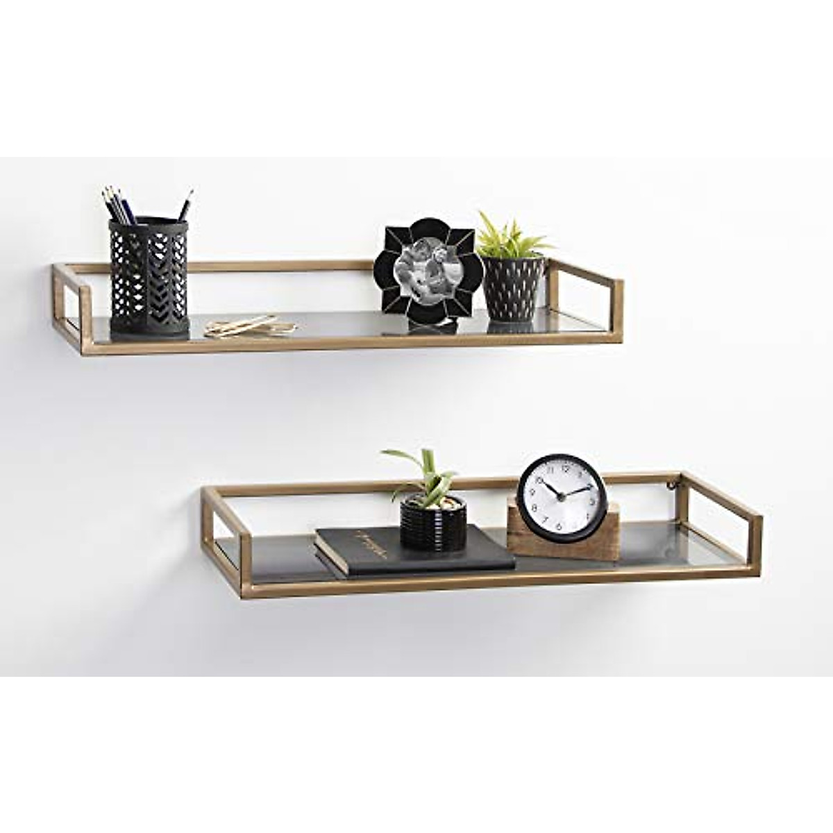 Kate and Laurel Blex Glam Wall Shelf, 24 x 8 x 3, Gold, Chic Floating Shelf for Wall Display and Storage