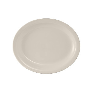 Tuxton China Oval Platters, TNR-013, 11-1/2" x 9-1/8", Narrow Rim, Microwave & Dishwasher Safe, Oven Proof, Fully vitrified, Ceramic, Nevada, American White/Eggshell, (CASE OF 12)