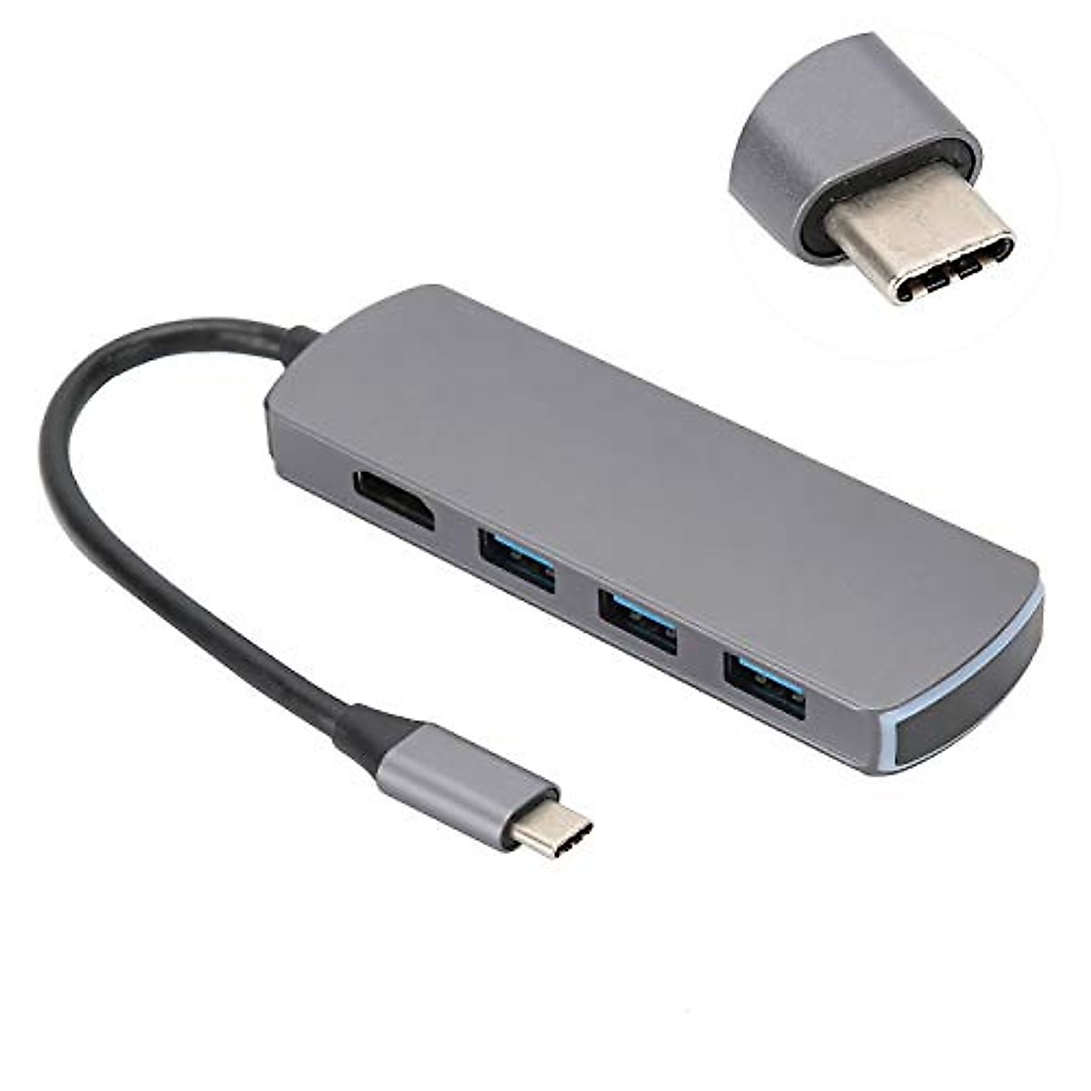 UBS Hub Extension, 6 in 1 USB3.0 Adapter Type C Multi‑Port USB C Expander Dock, to HDMI 4K Adapter Cable for Chrome Operating System/Windows7/8/10/XP/Linus/Vista