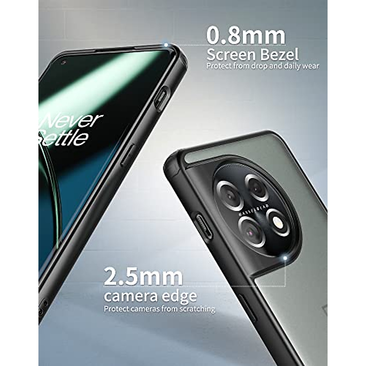 Feitenn for Oneplus 11 5G Case, PC+TPU Hard Back Shockproof Case Cover for Oneplus 11 5G Anti-Slip Matte Slim Protective Case Outdoor Daily (Black)